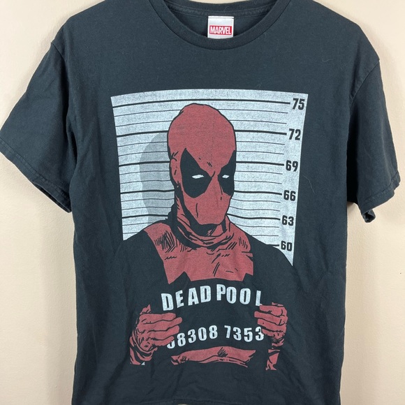 Marvel | Shirts | Deadpool Mugshot Marvel Comics Tshirt Avengers Adult ...